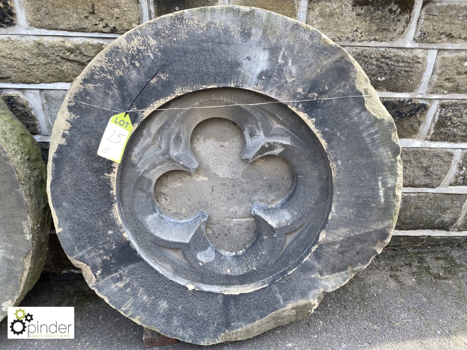 Yorkshire stone Quatrefoil Wall Plaque, approx. 36in diameter