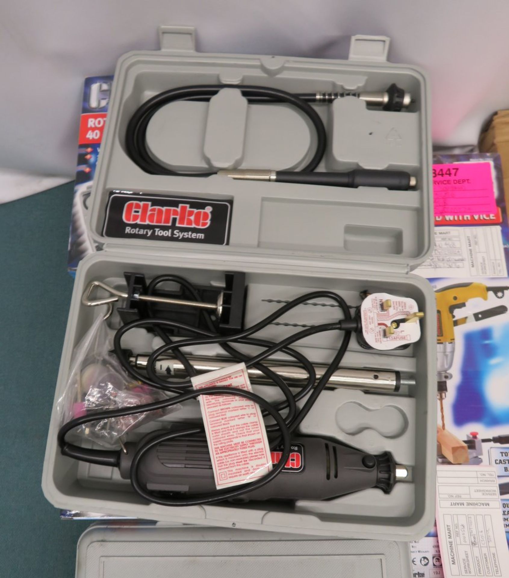 Various Clarke items to include 7x rotary tool kits, drill bit ...