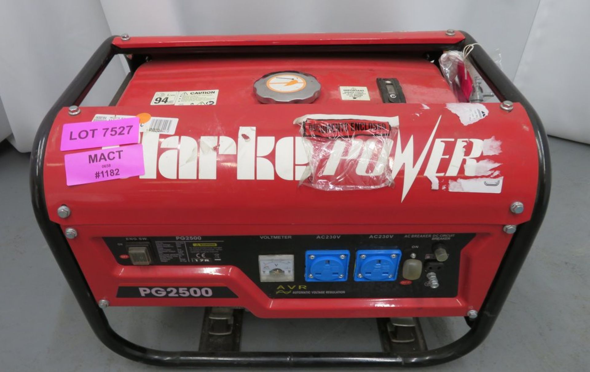 Clarke PG2500 petrol generator, 2.2kw, 230v. Please note that all items ...