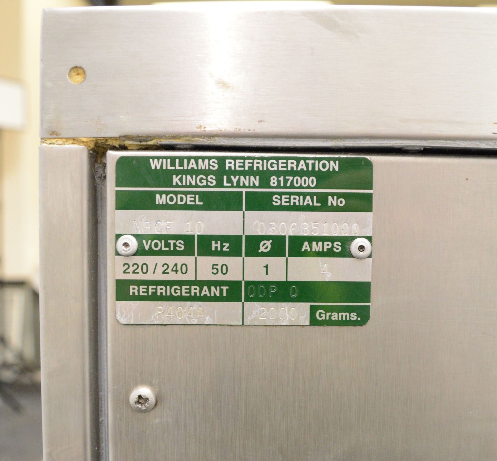 William WBCF10 blast chiller, 1 phase electric