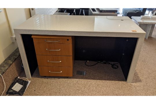 Granite/quartz desk arrangement with mitred corners including the ...