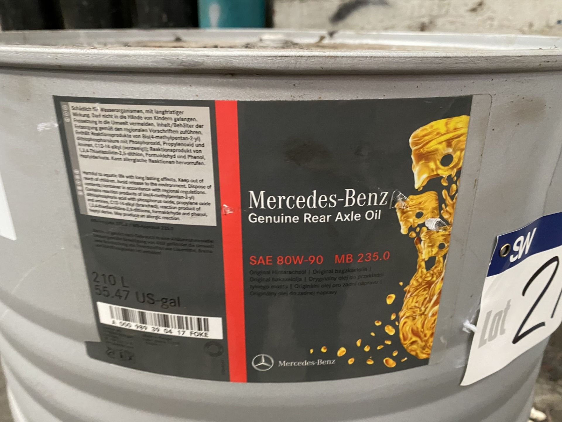Drum of Mercedes Benz SAE 80W-90 MB 235.0 Rear Axle Oil, 210 litre (lot ...