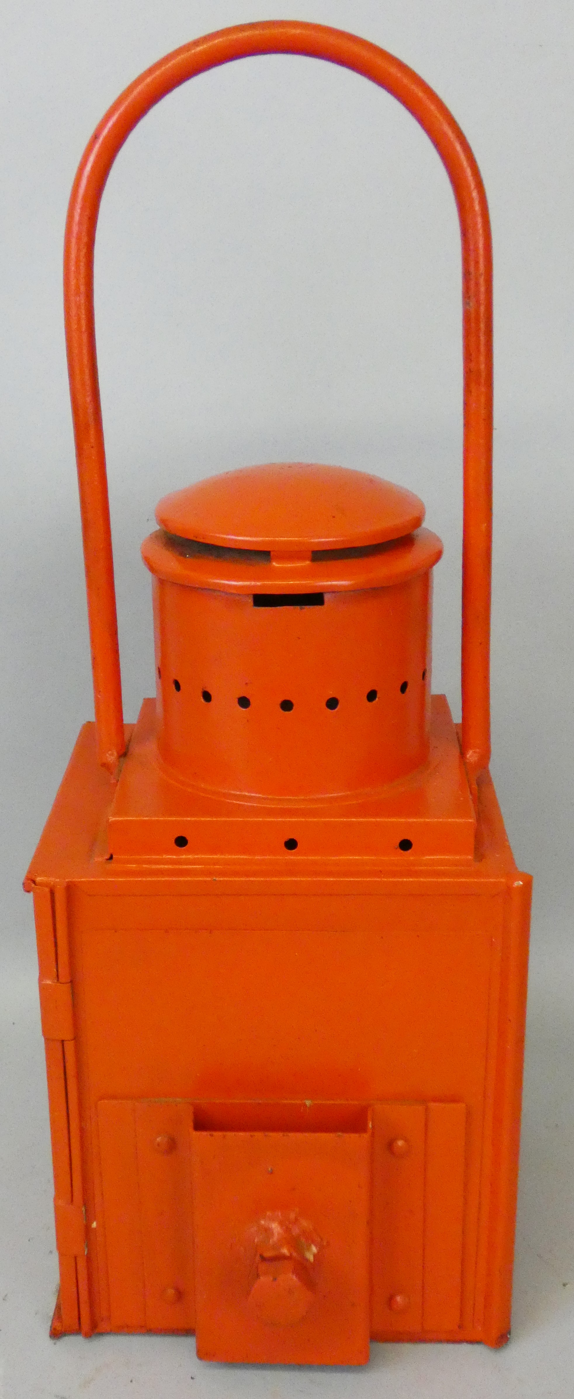 A British Rail (M) red painted locomotive headlamp, height 45cm.