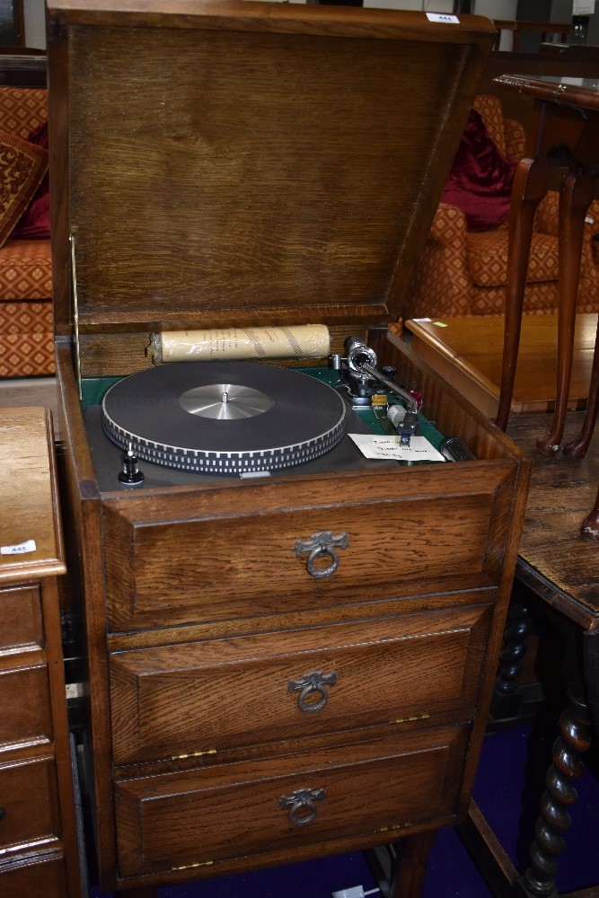 An oak hifi cabinet with vintage Garrard 401 record deck, Technics ...
