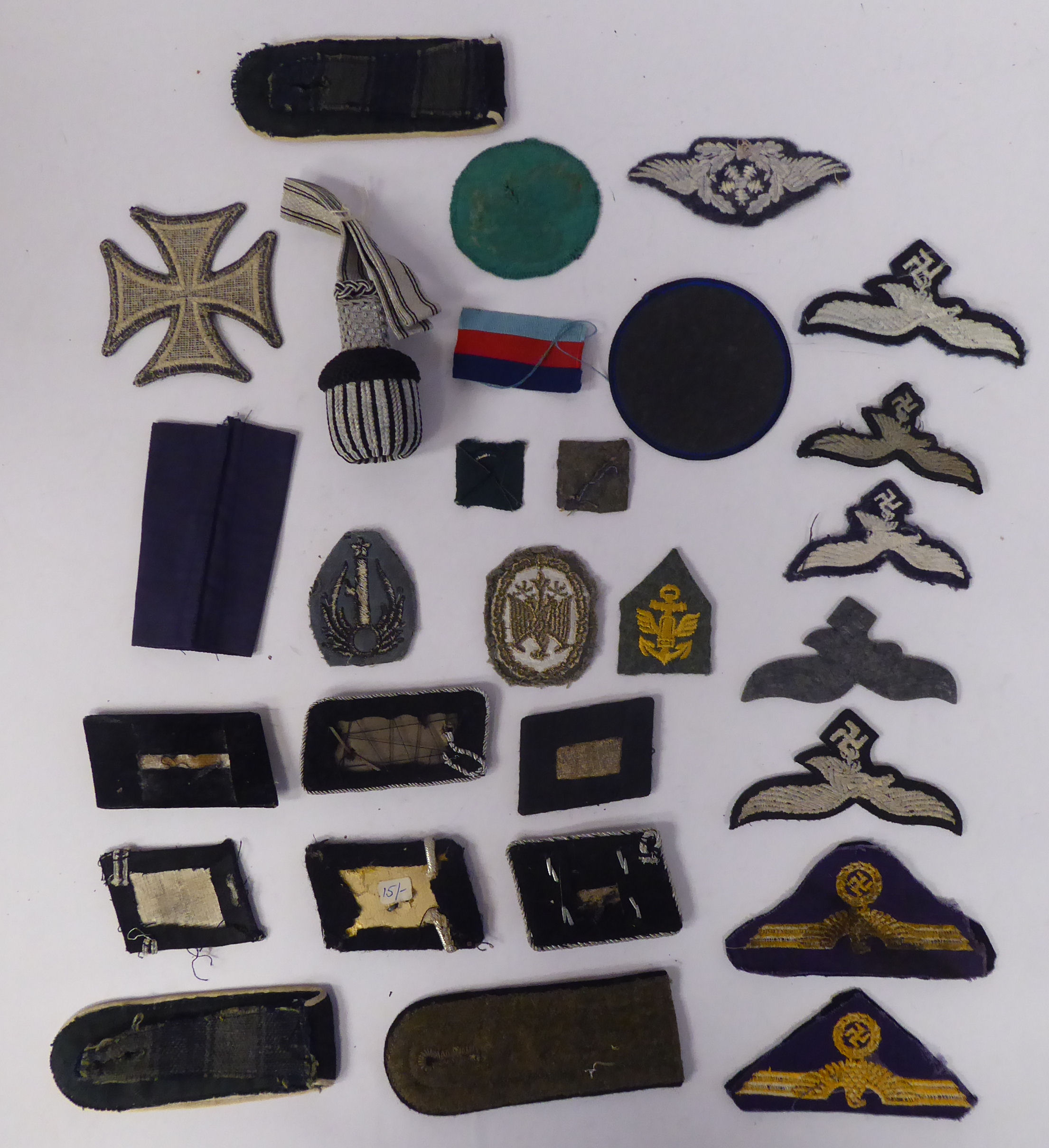 German military related embroidered and other fabric uniform badges ...