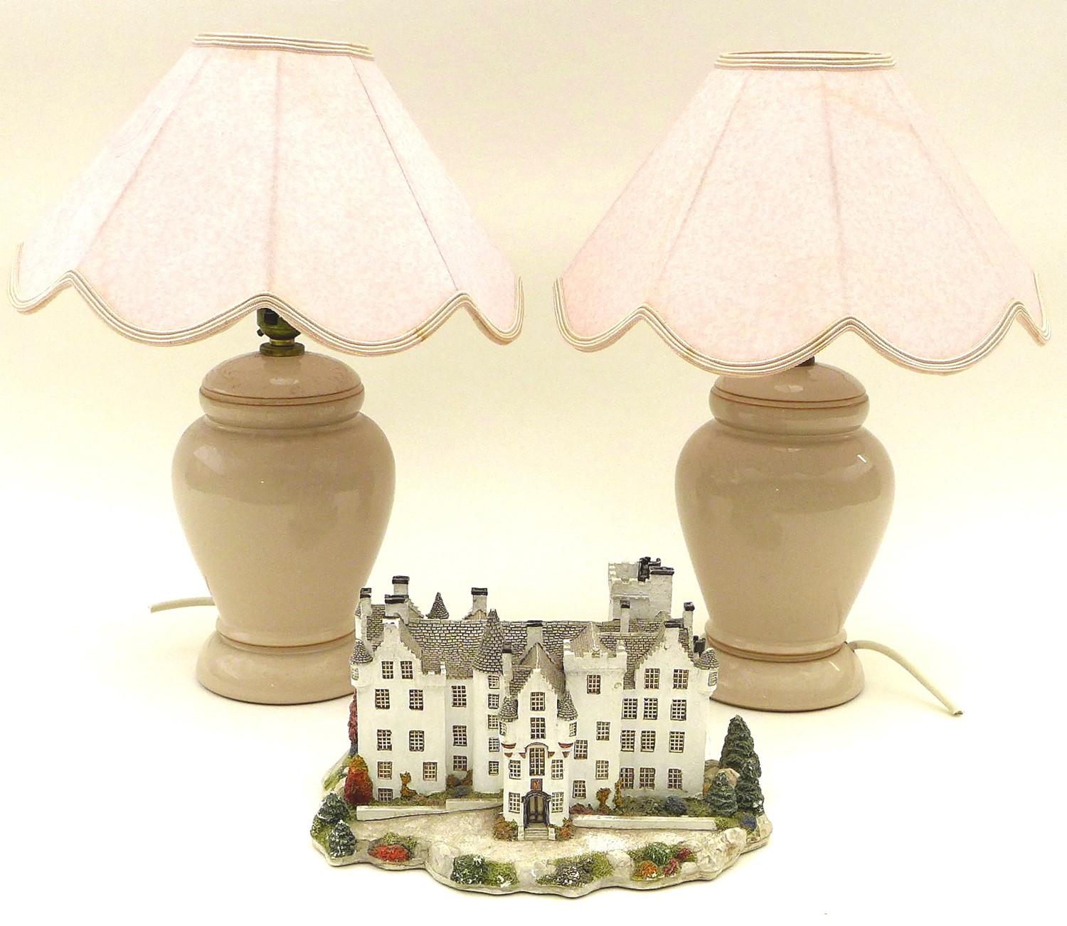 A pair of Denby pottery table lamps, hand thrown by David Leam and Alan ...