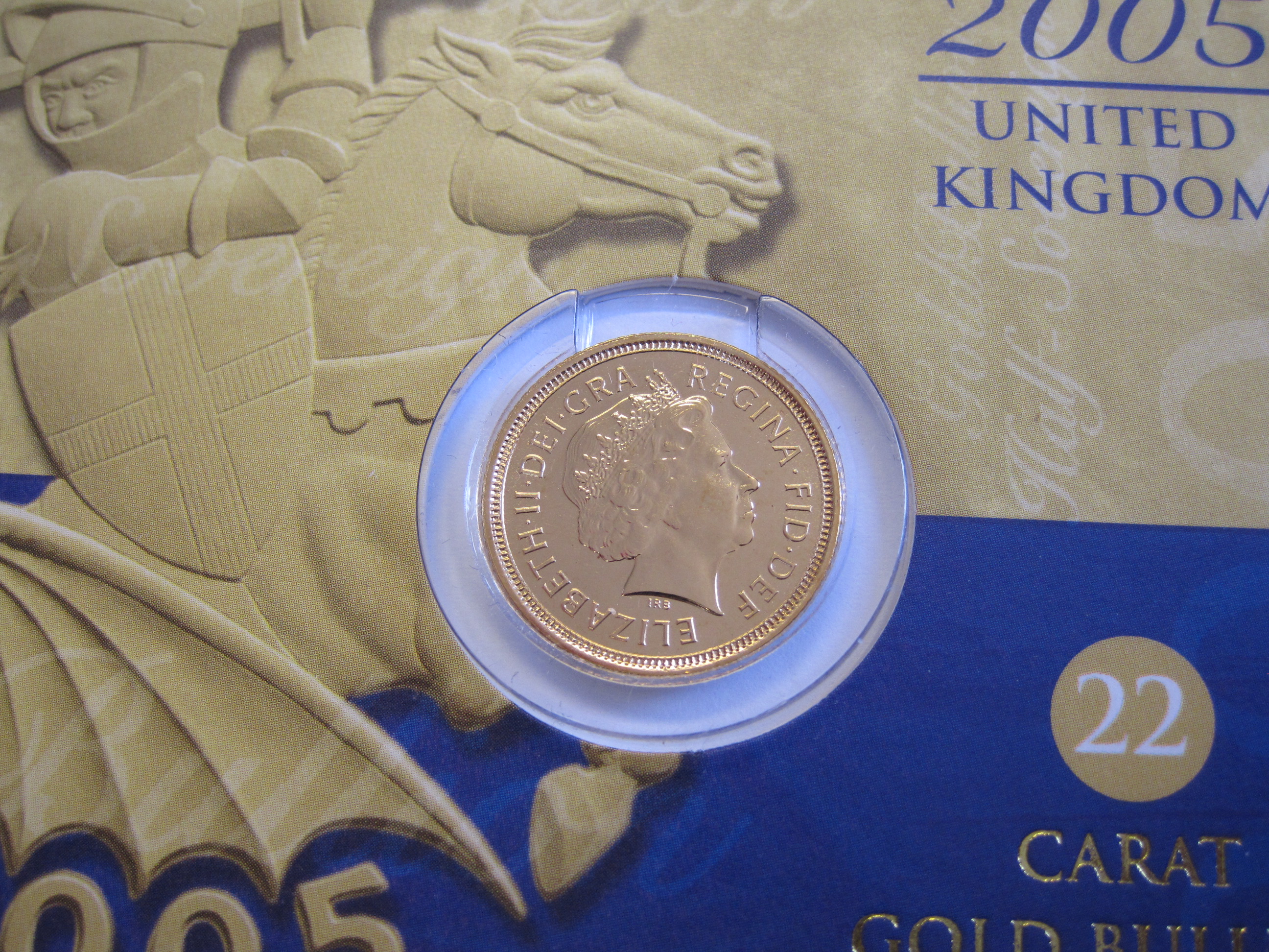 A Queen Elizabeth II Half Sovereign 2005 on Royal Mint Card