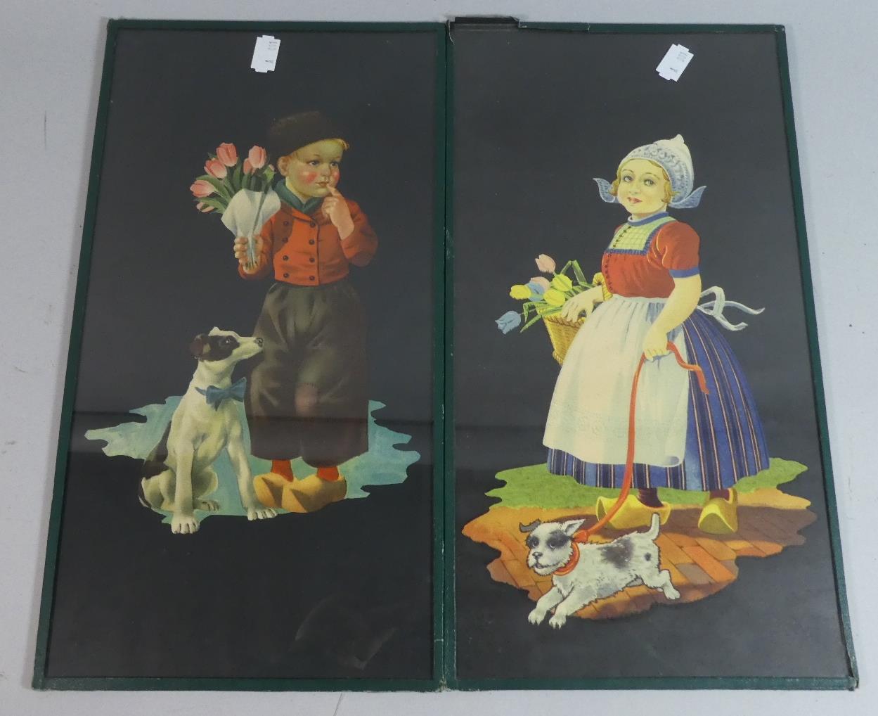 Two 1950's Coloured Prints of Dutch Girl and Boy