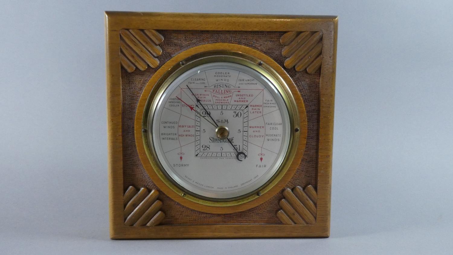 A Mid 20th Century Aneroid Barometer by Short and Mason Set on Square ...