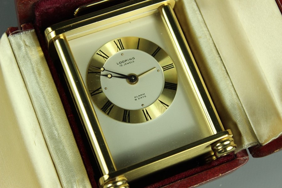 Swiss Looping 15 Jewel 8-day carriage clock, approx 3.5 x 6.5 x 7.5 cms ...