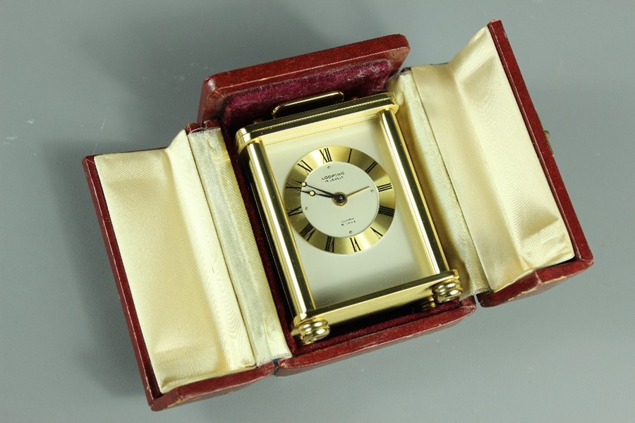 Swiss Looping 15 Jewel 8-day carriage clock, approx 3.5 x 6.5 x 7.5 cms ...