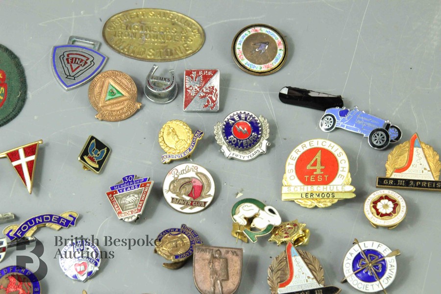 Miscellaneous enamel pin badges, including National Rose Society, Royal ...