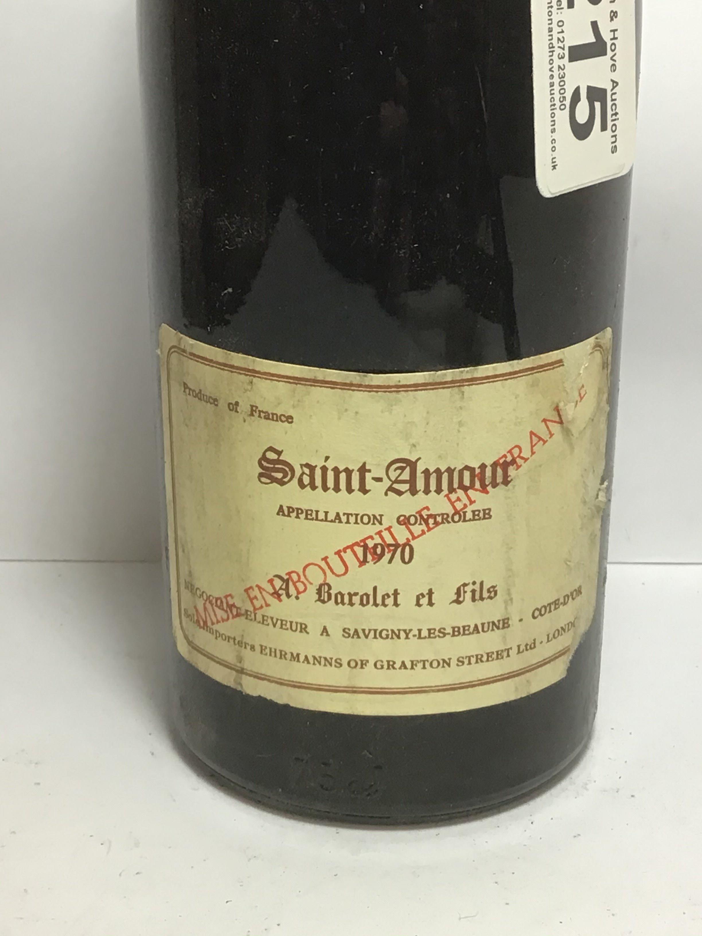 EIGHT BOTTLES OF FRENCH RED WINE; SAINT-AMOUR ARTHUR BAROLET ET FILS 1970