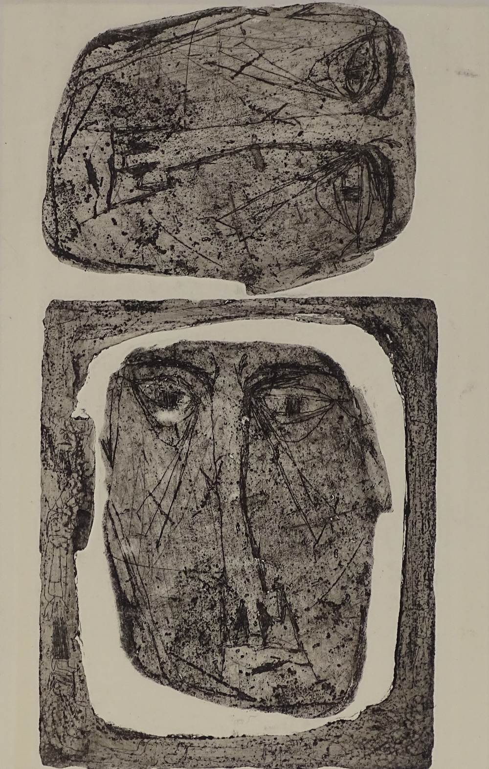 Brenda Chamberlain, etching, head studies, 10" x 6", framed