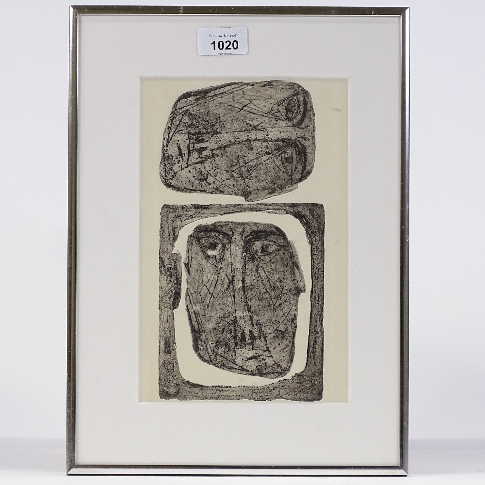 Brenda Chamberlain, etching, head studies, 10" x 6", framed