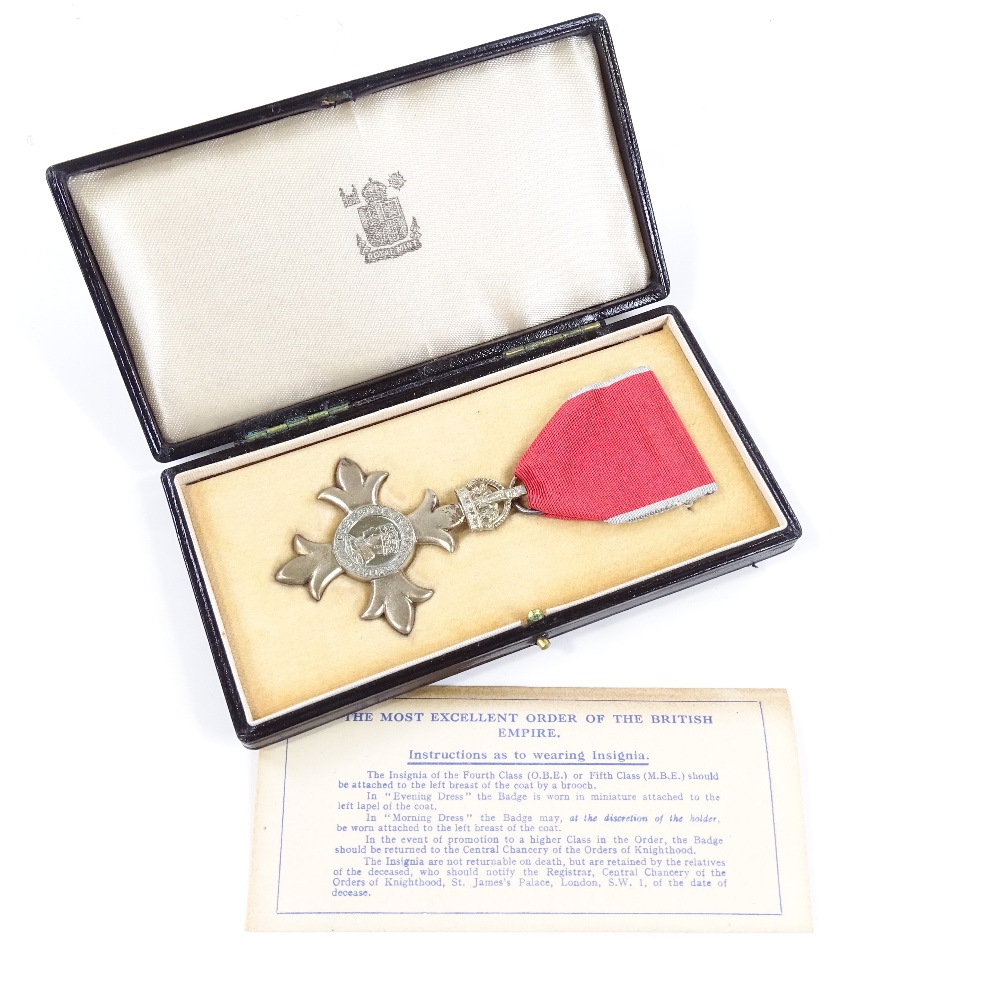A cased MBE medal with leaflet, unknown recipient