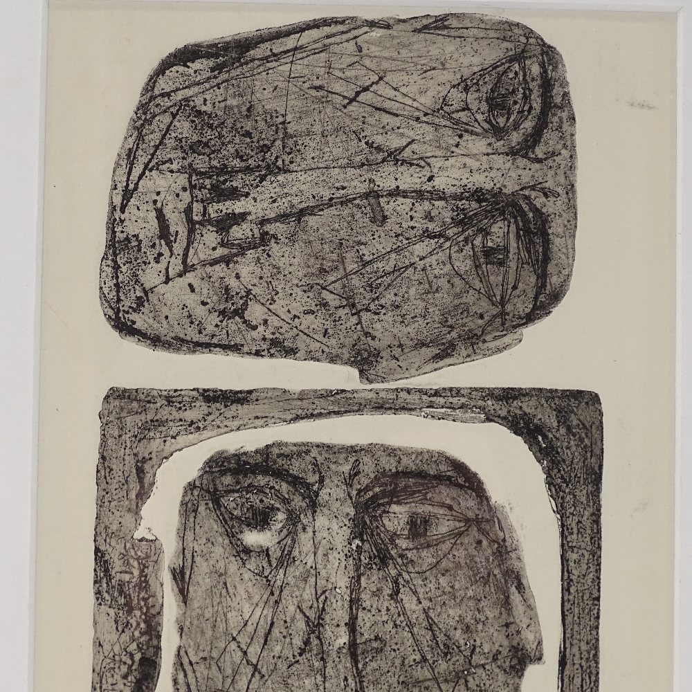 Brenda Chamberlain, etching, head studies, 10" x 6", framed