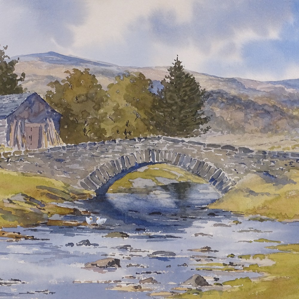Donald Crossley (1932 - 2014), 2 watercolours, old stone bridge, signed ...