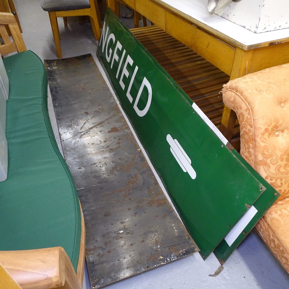 A Vintage green enamel 3-section British Railways sign for Lingfield ...