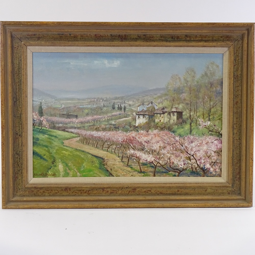 Kenneth Denton (b.1932) oil on board, "Spring in the Ardeche" signed ...