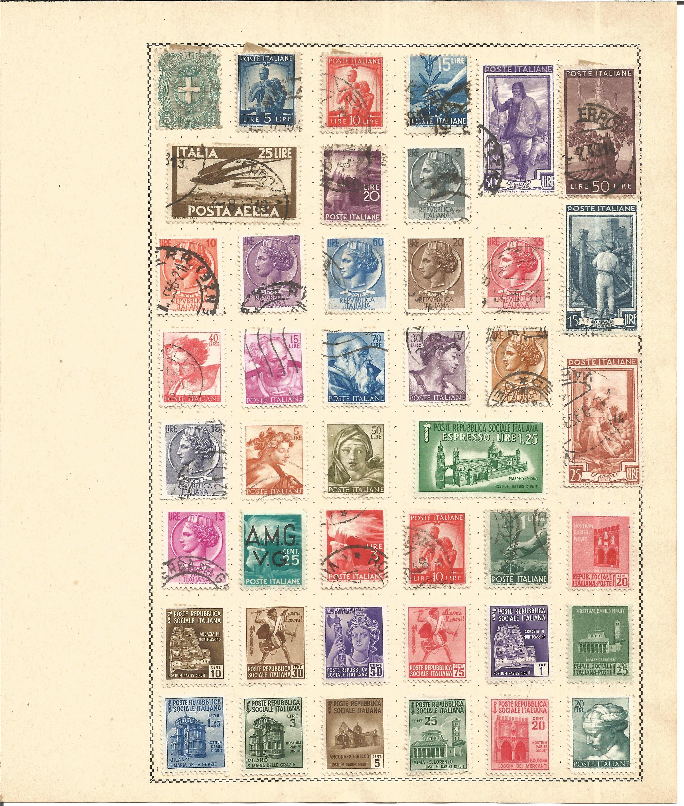 Italian stamp collection 4 loose album pages full of interesting stamps ...