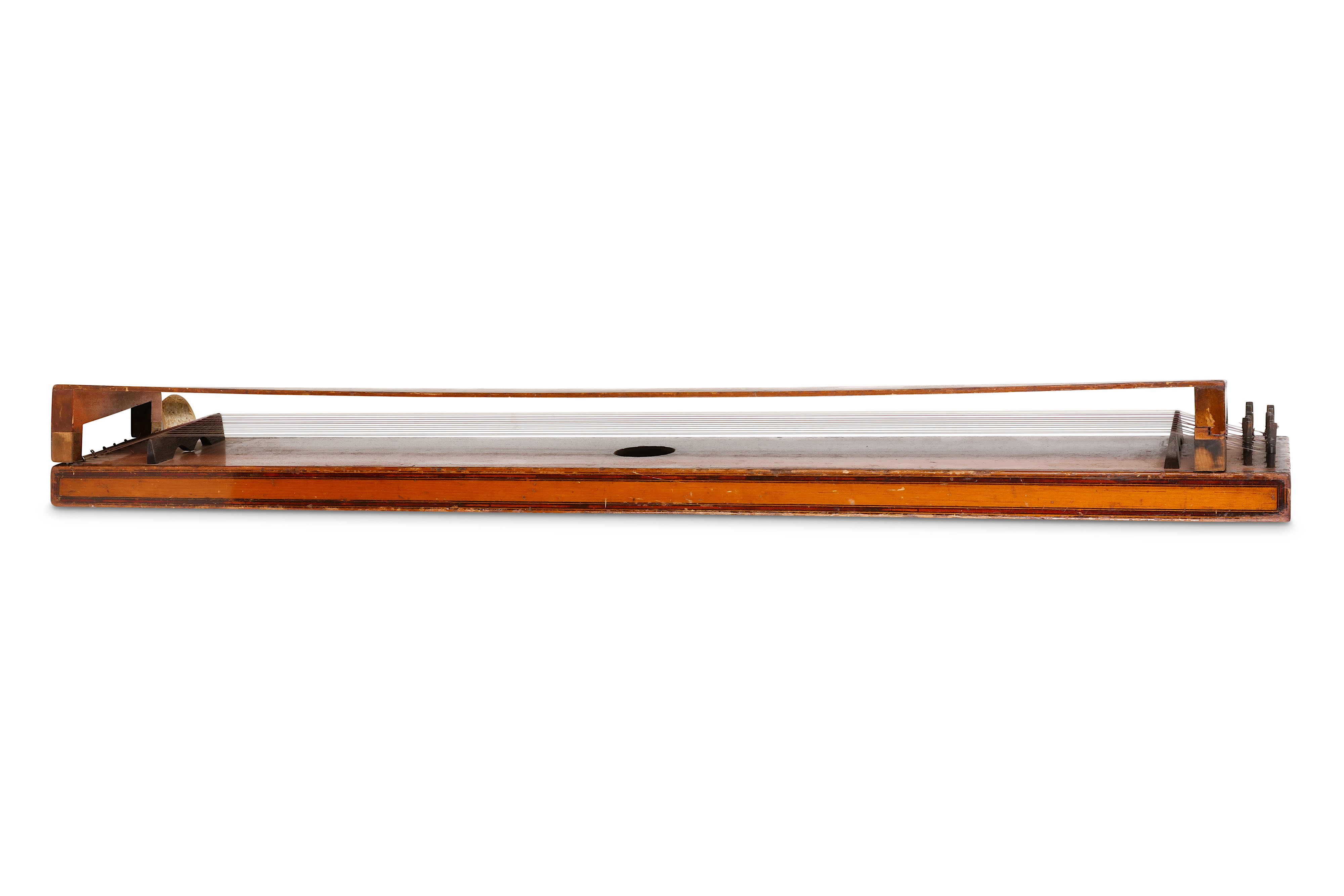 A RARE EARLY 19TH CENTURY AEOLIAN WINDOW HARP the canted soundboard ...