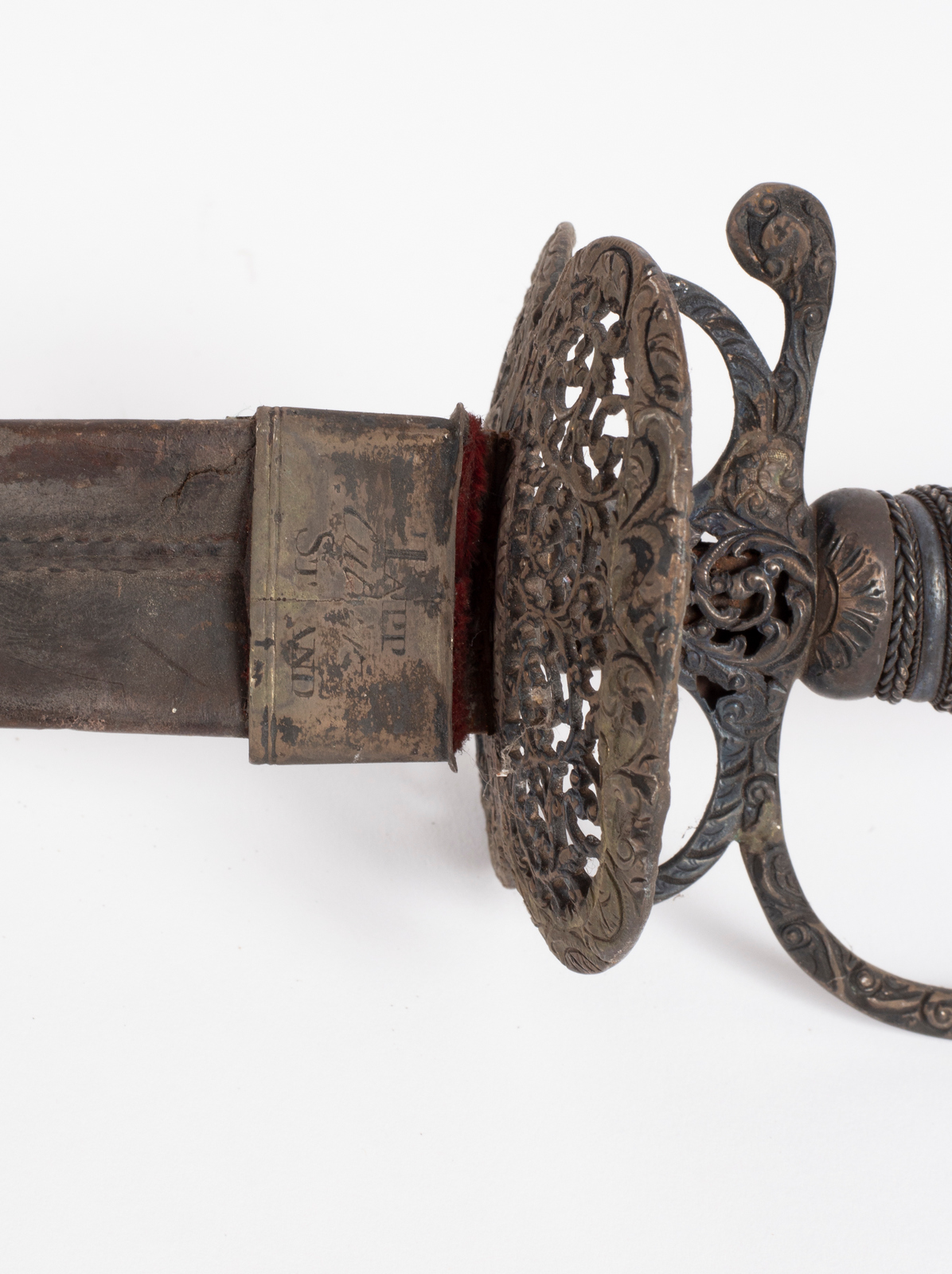 A George III sword with wire bound grip and pierced pommel and guard ...