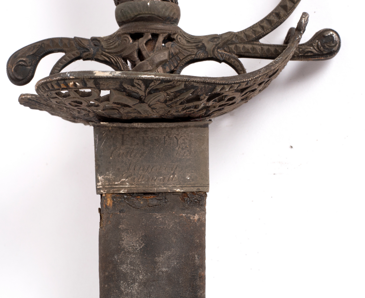 A George III sword with wire bound grip and pierced pommel and guard ...