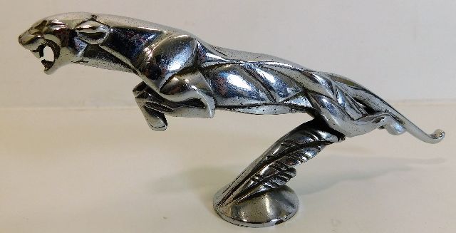 A rare MG Tigress chrome car mascot with provenance 9in long