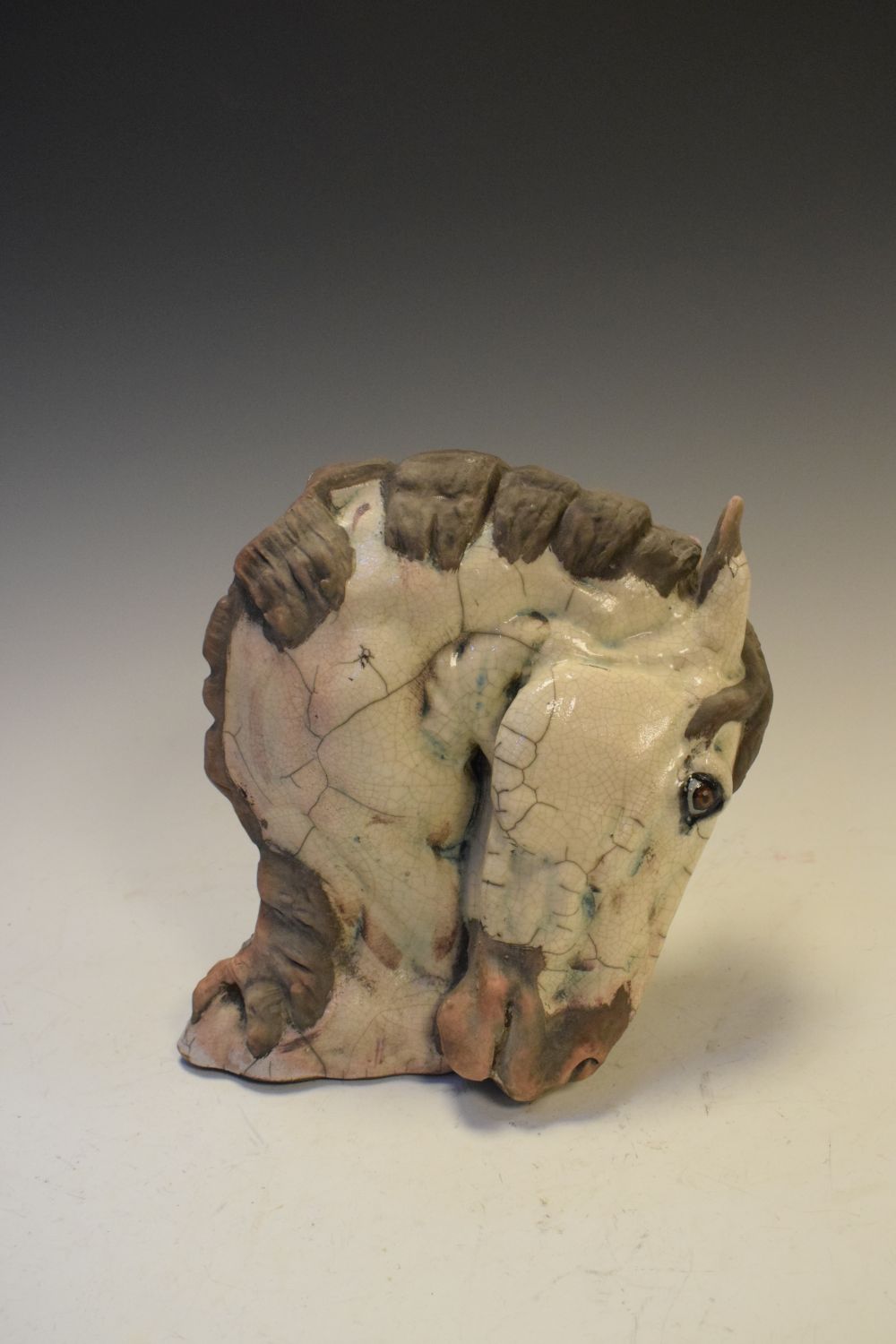 Keza Rudge - Raku pottery bust of a horse, 22cm high