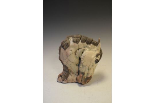Keza Rudge - Raku pottery bust of a horse, 22cm high
