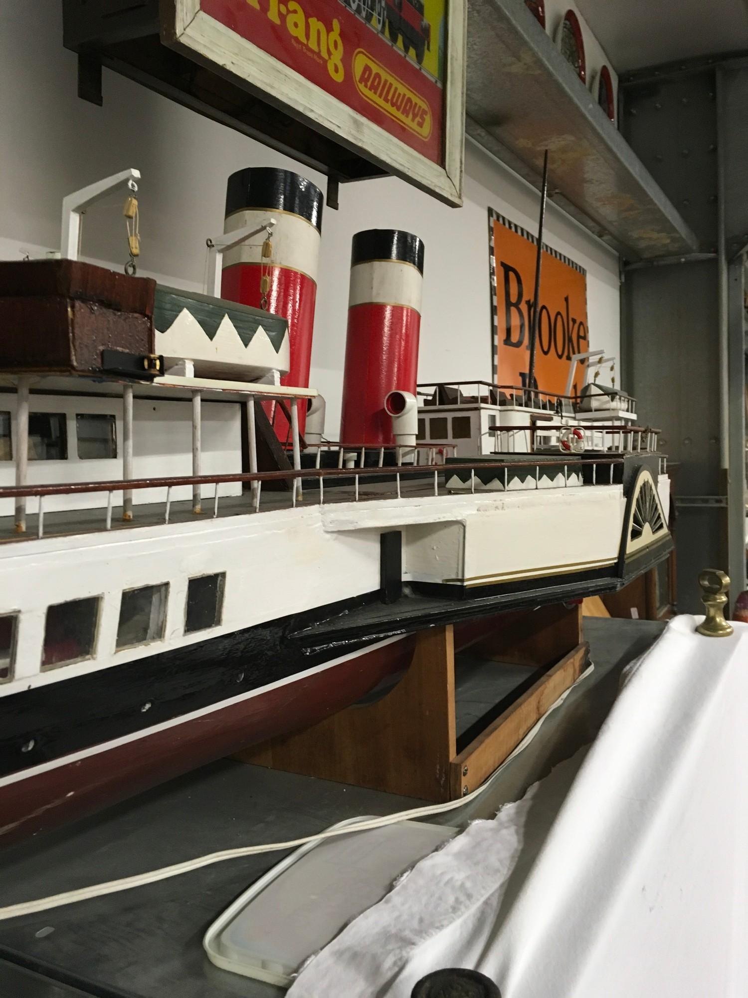 An impressive 'Waverley' paddle steamer boat model: large wooden hand ...
