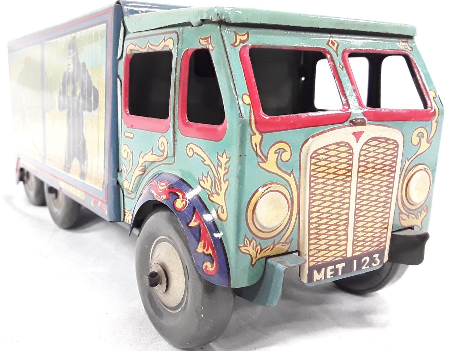Mettoy tinplate clockwork "Bingo's Circus" Lorry - scarce 6-wheeled ...