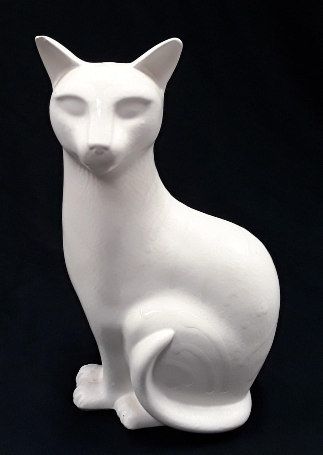 Poole Pottery white vogue cat 11.5" high.