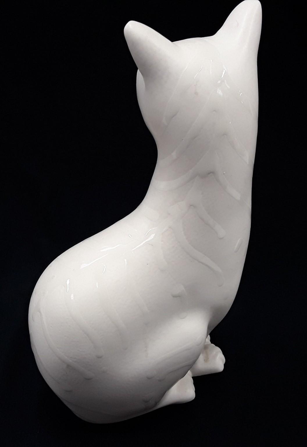 Poole Pottery white vogue cat 11.5" high.