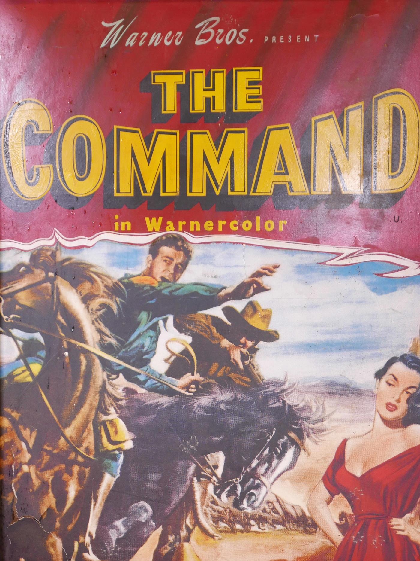 A mid C20th cinema triptych advertising board, 'The Command' starring ...
