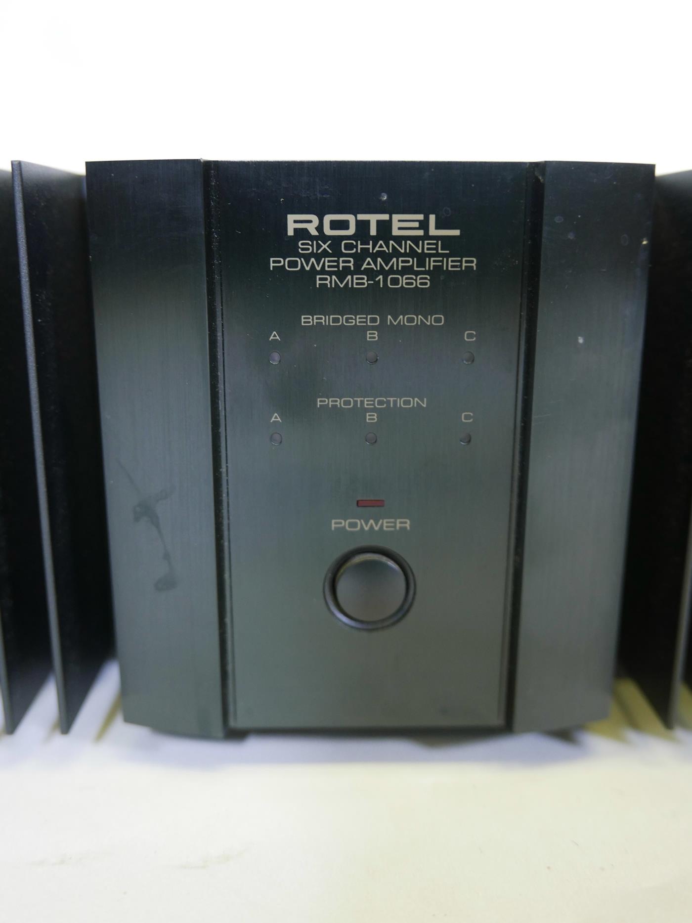 A Rotel RMB 1066 6X60W power amplifier, 17" x 16"