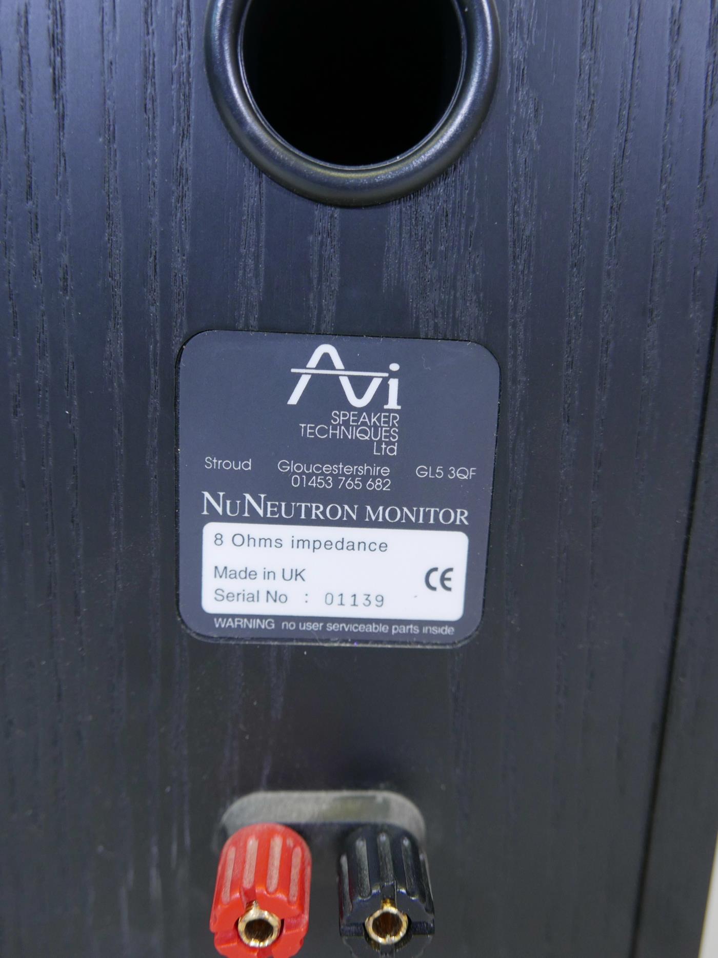 A pair of AVI Nu Neutron monitor speakers, serial no. 01139, 5½" x 8½ ...