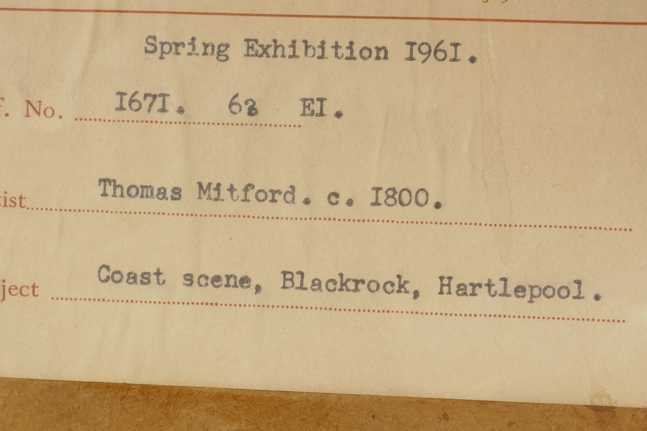 Thomas Mitford, coastal scene with figures by a cave, titled on gallery ...