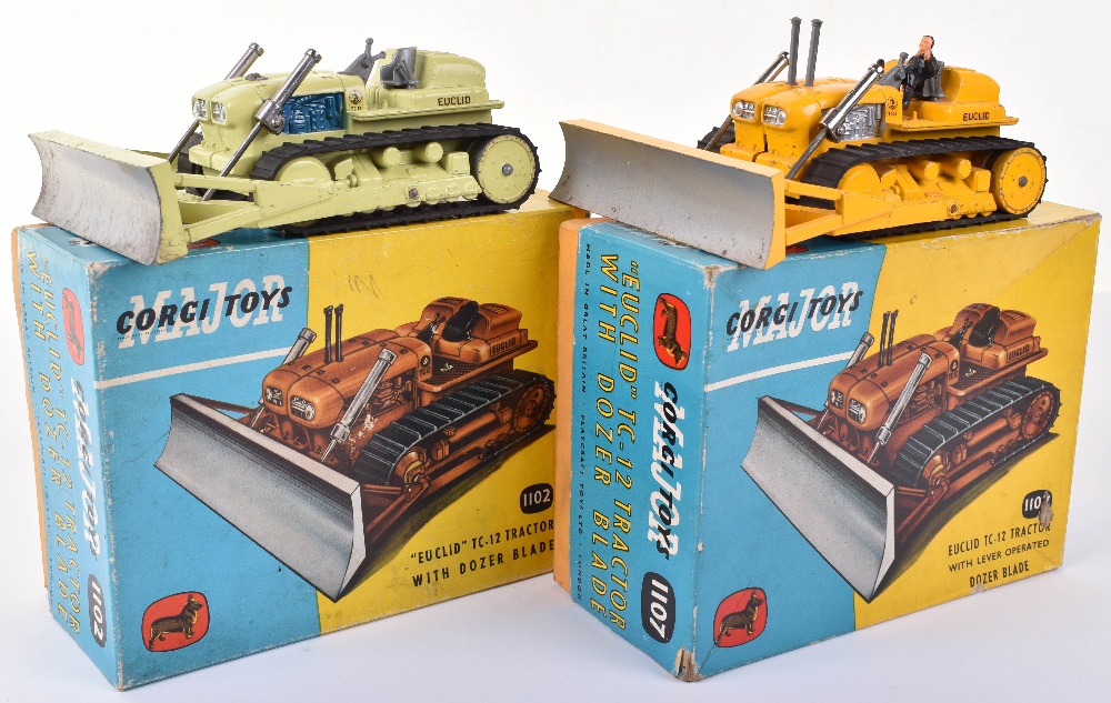 Two Corgi Major Toys “Euclid” TC-12 Tractors with Dozer Blades, 1102 ...
