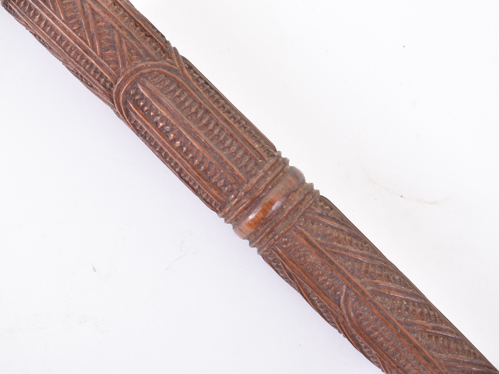 Maori carved wooden walking stick, late 19th century, 34.5” carved with ...
