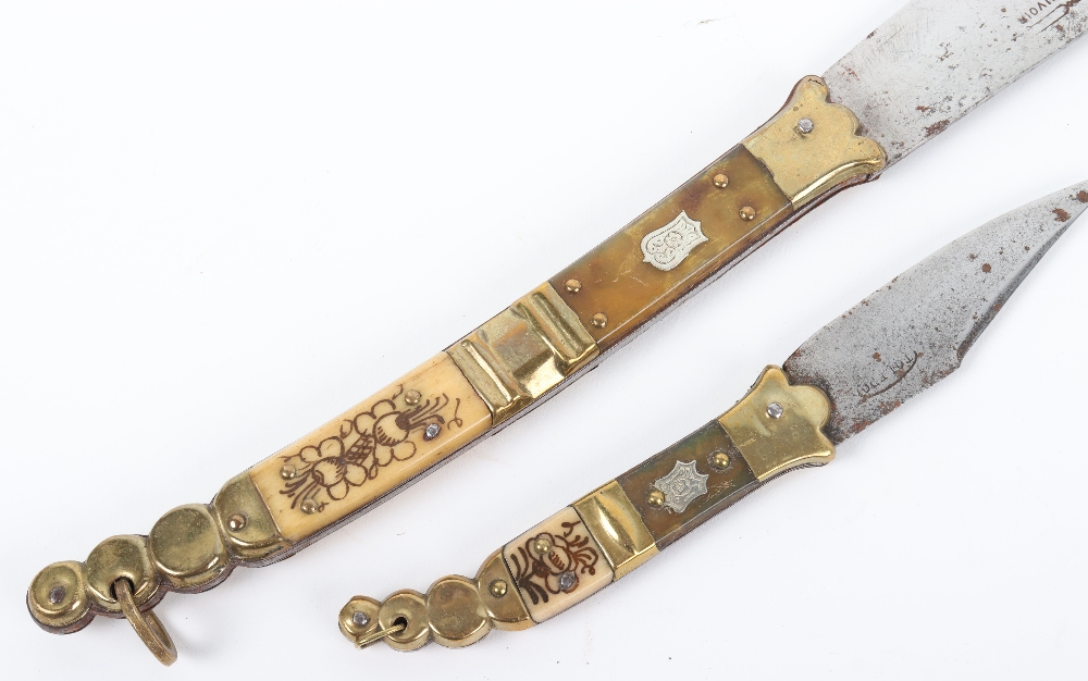 Spanish Folding Knife Navaja, 19th Century, blade stamped BEAUVOIR with ...
