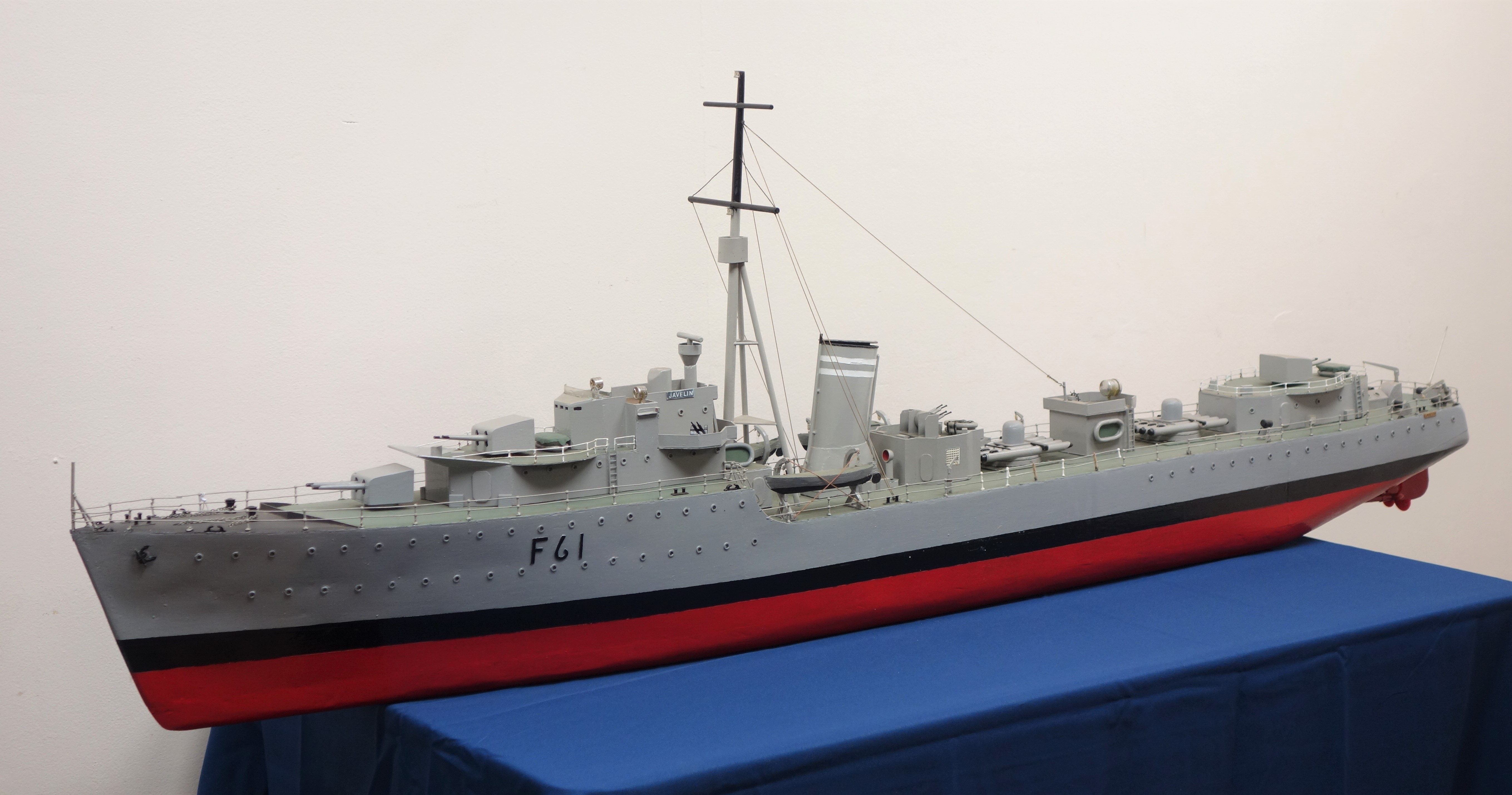 Large scale model of the Destroyer Javelin F61 painted in battle ...