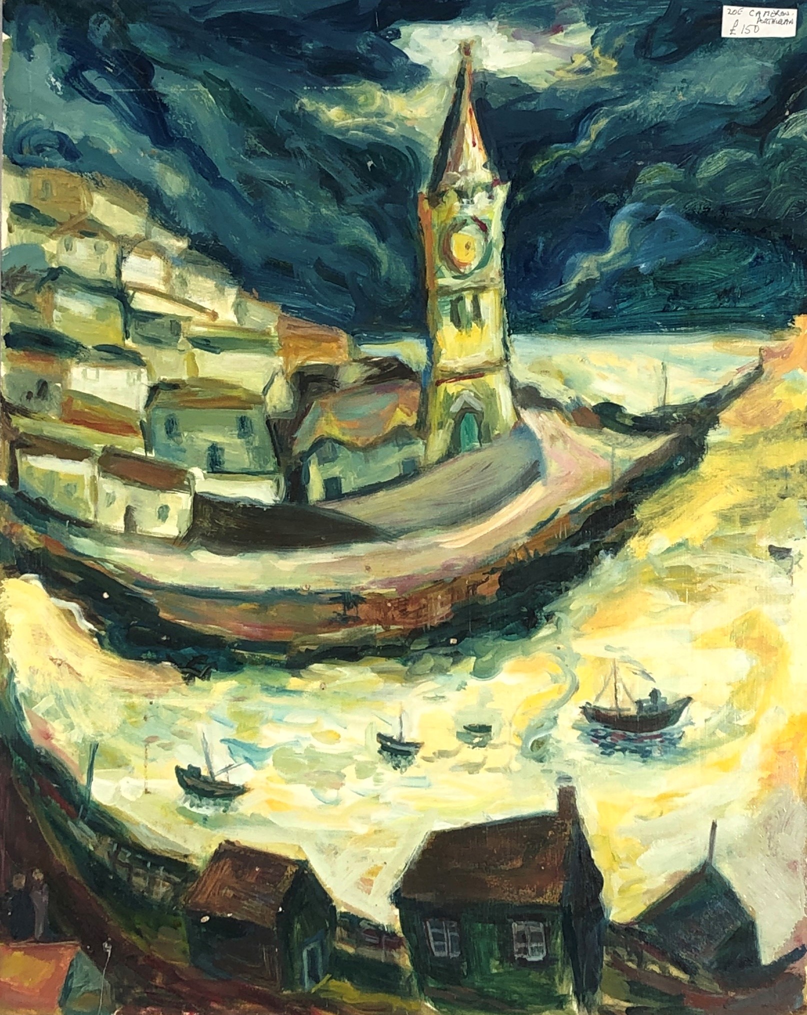 Zoe CAMERON (b.1959) 'Men's Institute Porthleven' Oil on board Signed ...