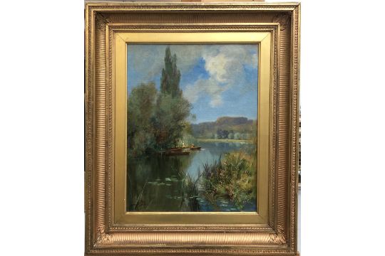 Harry William ADAMS (1868-1947) Boating on the River Oil on canvas ...