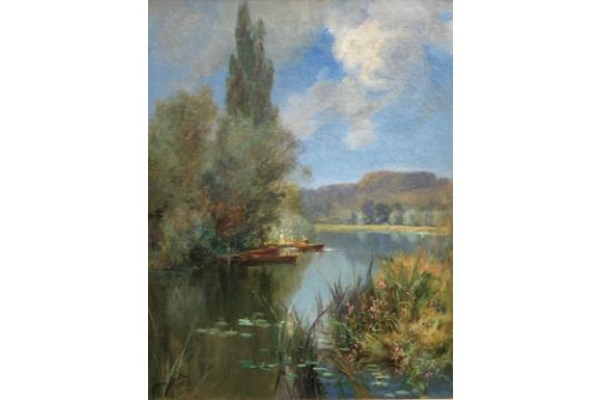Harry William ADAMS (1868-1947) Boating on the River Oil on canvas ...