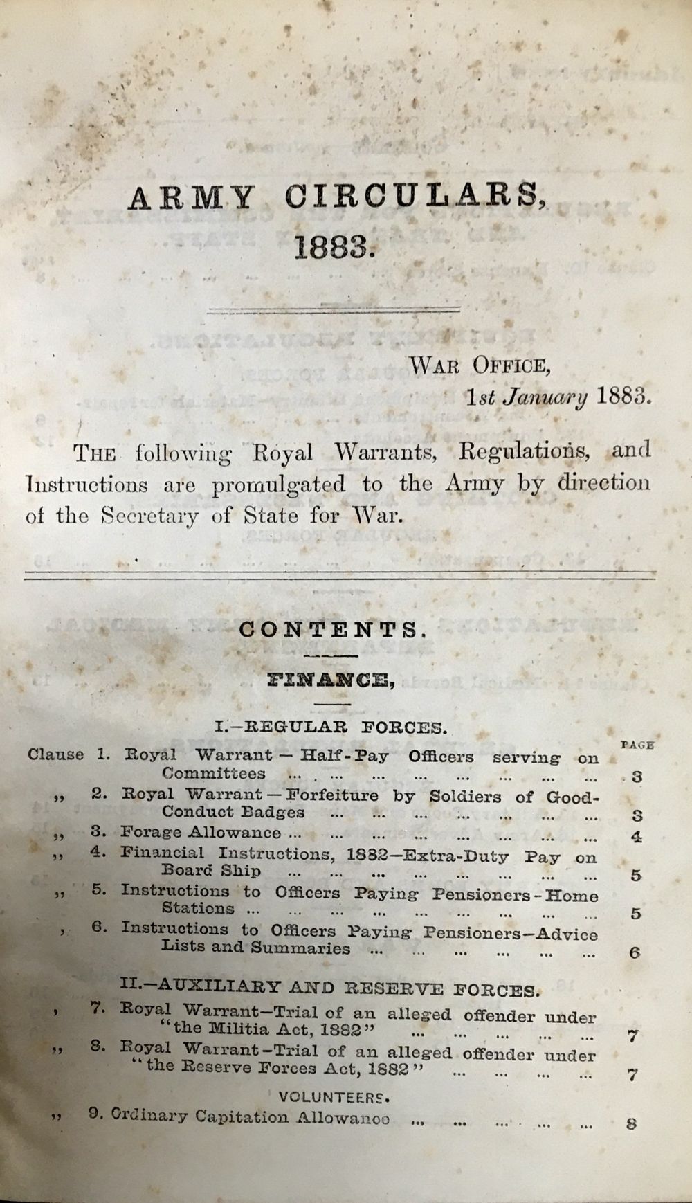 Army Circulars & General Orders. A collection of 28 volumes, 1883-1900 ...