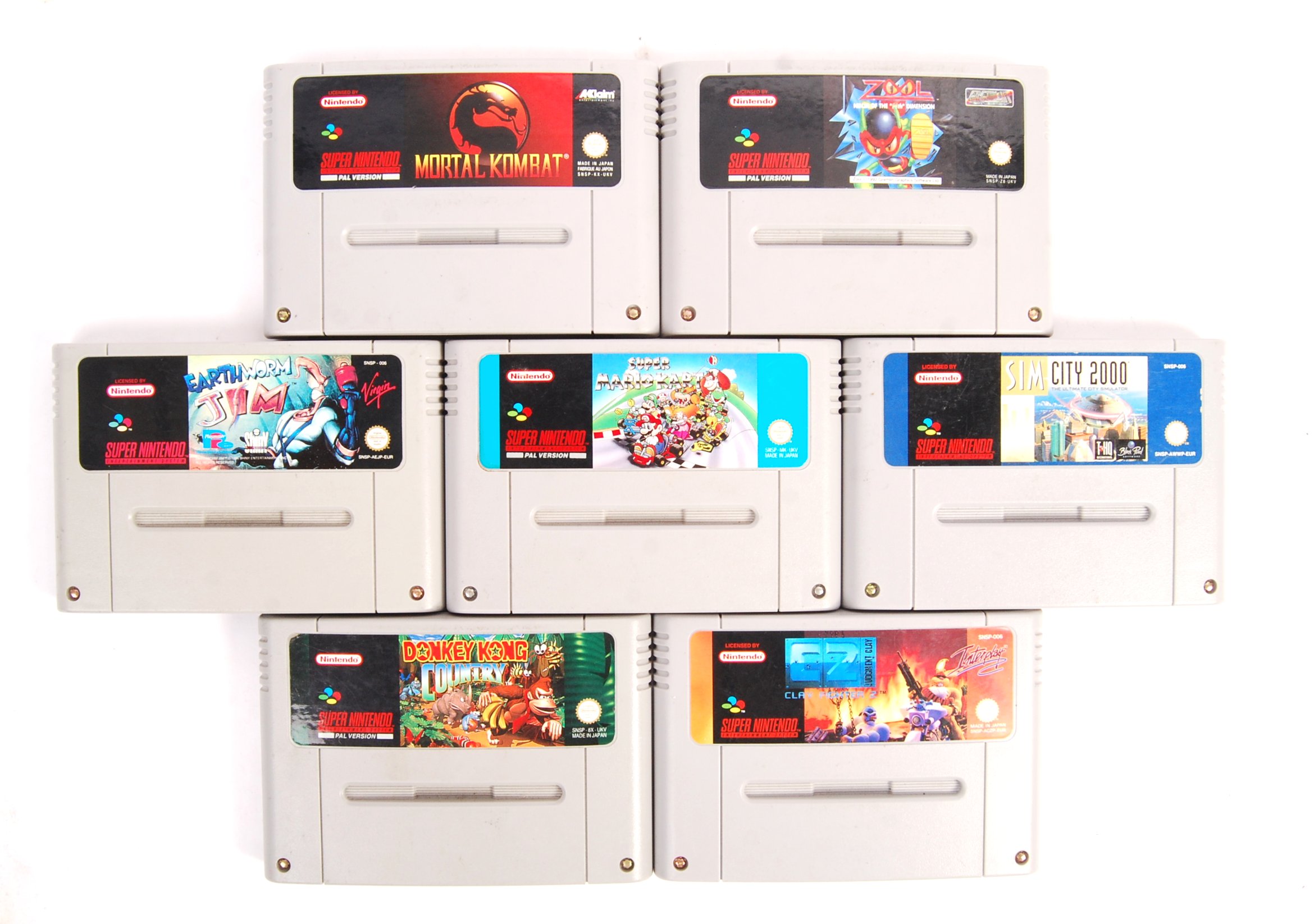 A collection of 7x Snes Super Nintendo Entertainment System computer ...