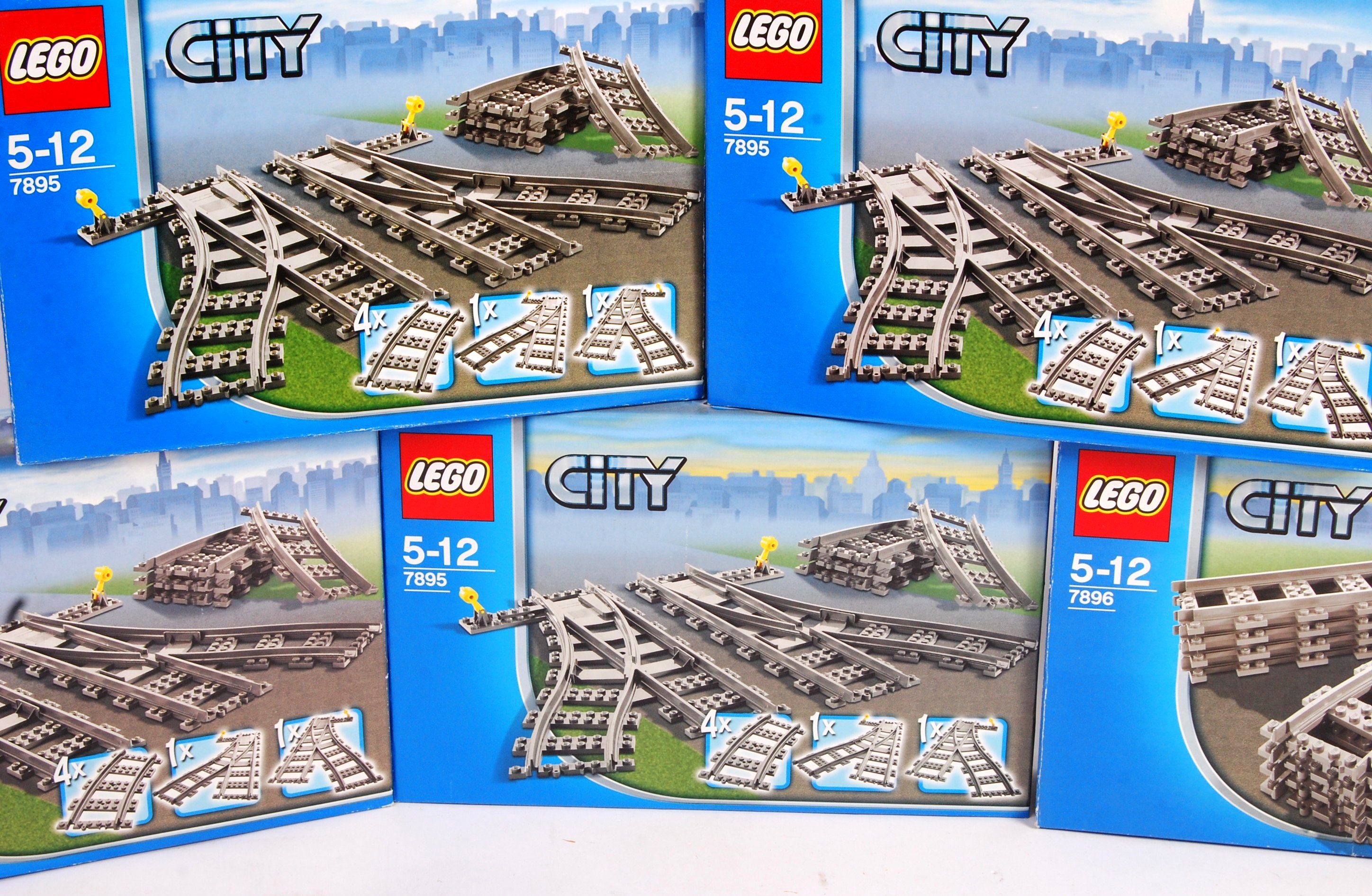 A collection of 6x Lego Train Set track sections ( sets 7895 & 7896 ...