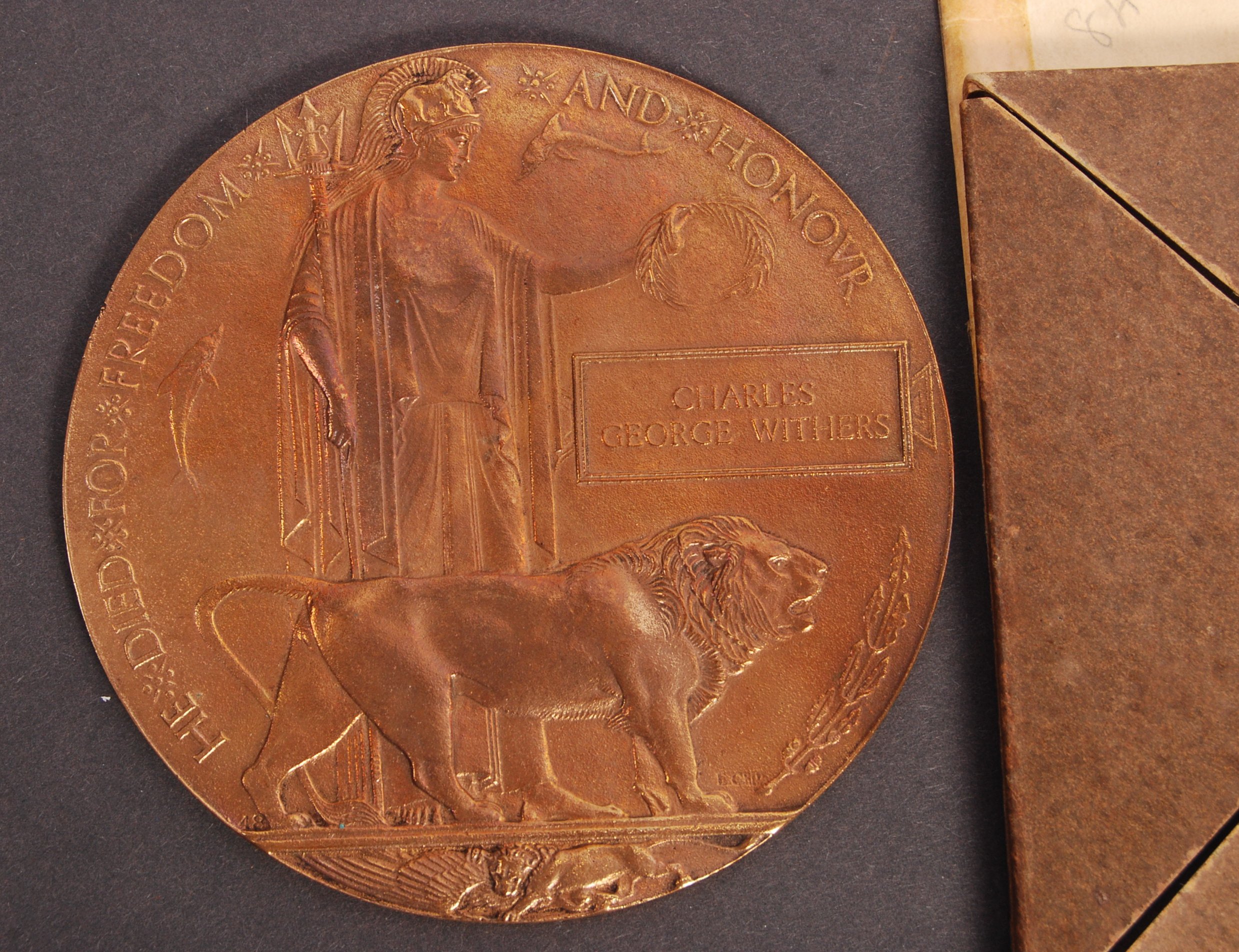 An original WWI First World War Memorial Plaque / Death Penny medal ...